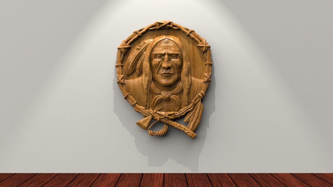 Native American Man 3D STL Model for CNC Router, Artcam, Vetric ...