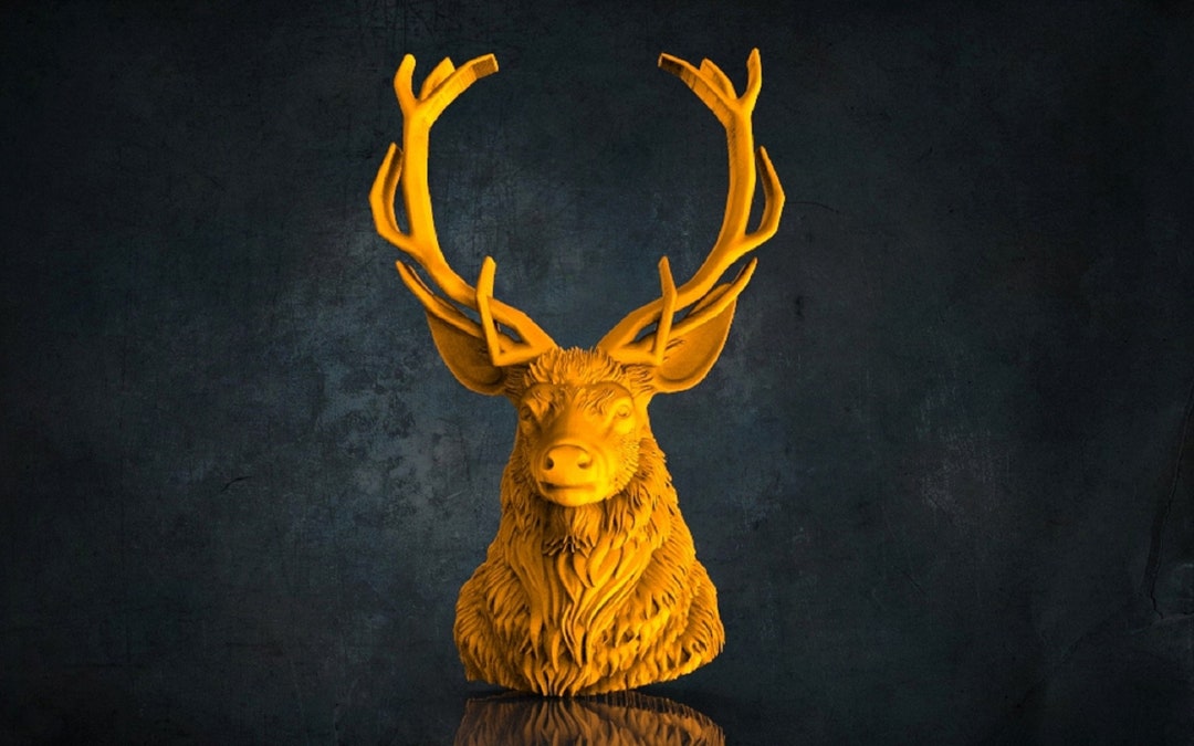 Deer Head 3D STL Model for CNC Router, Artcam, Vetric, Engraver, Relief ...