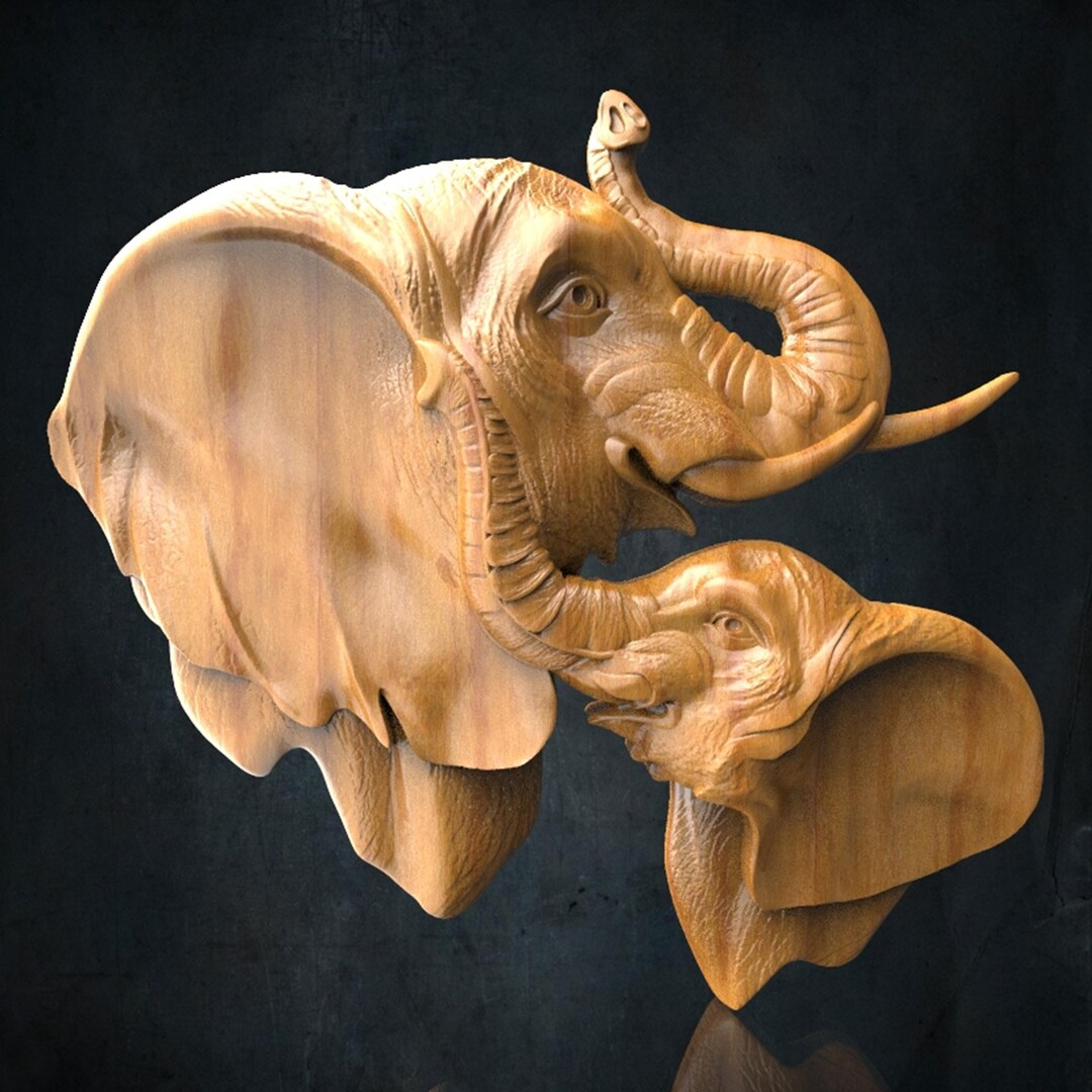 Elephant Family Cnc STL Files for CNC Router, Animals Bas Relief Artcam ...
