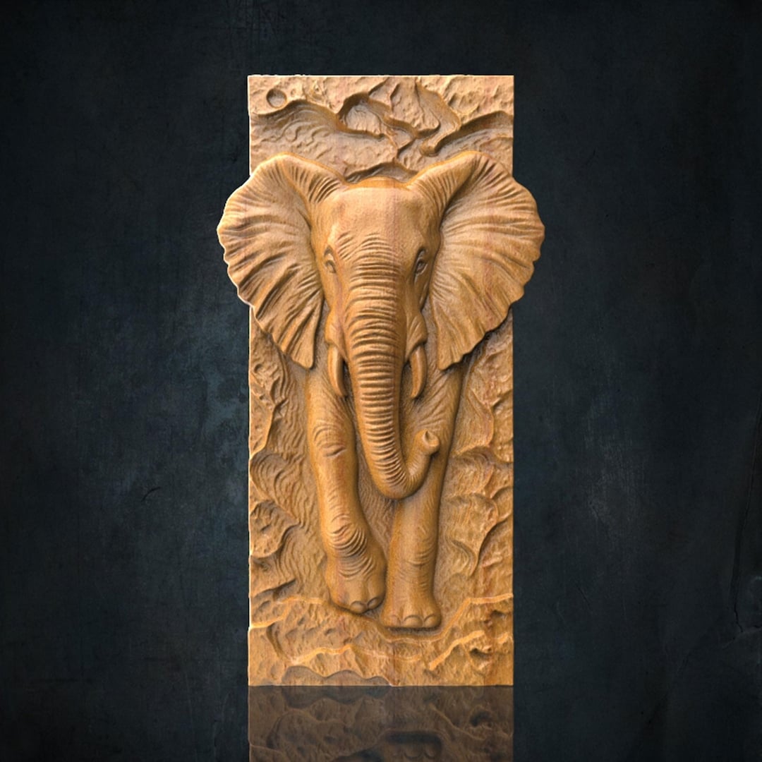 Elephant Cnc STL Files for CNC Router, Animals Bas Relief Sculpture ...