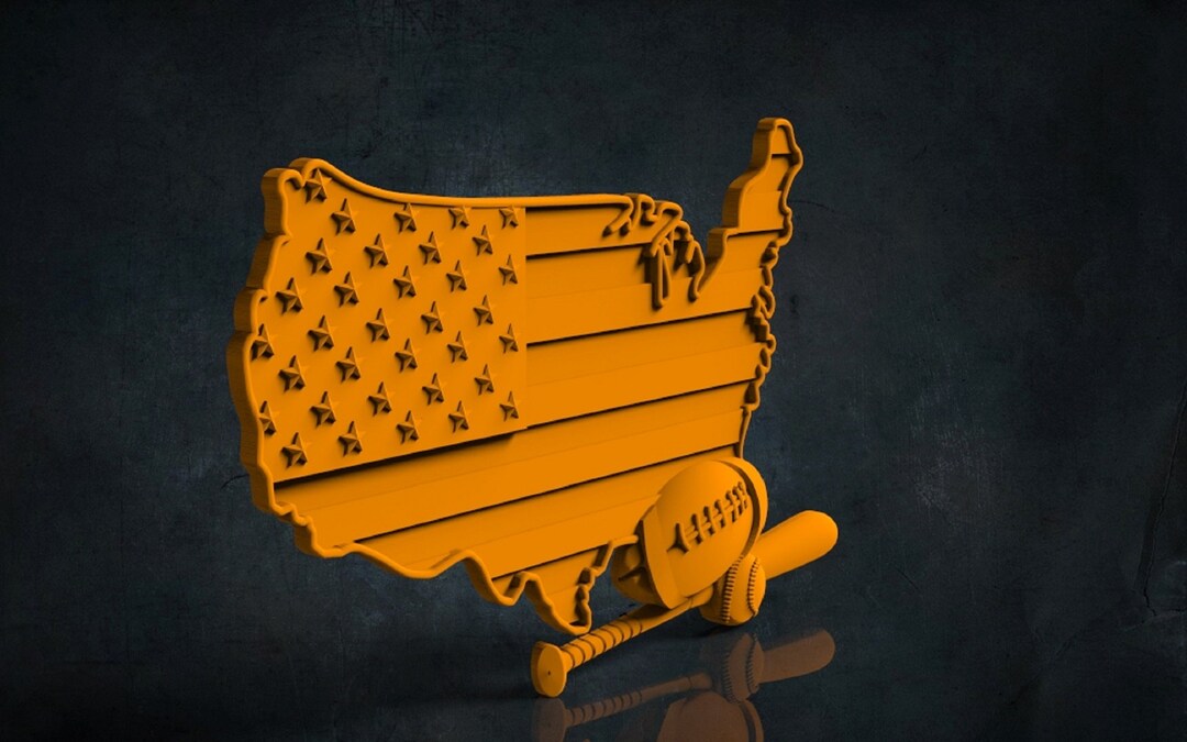 American Flag and Baseball 3D STL Model for CNC Router, Artcam, Vetric ...