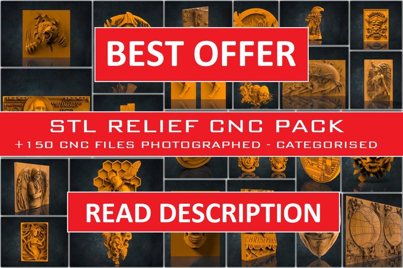 Cnc Router Mega Bundle, 150 Pcs Wall Decor Relief Files, Stl File for ...