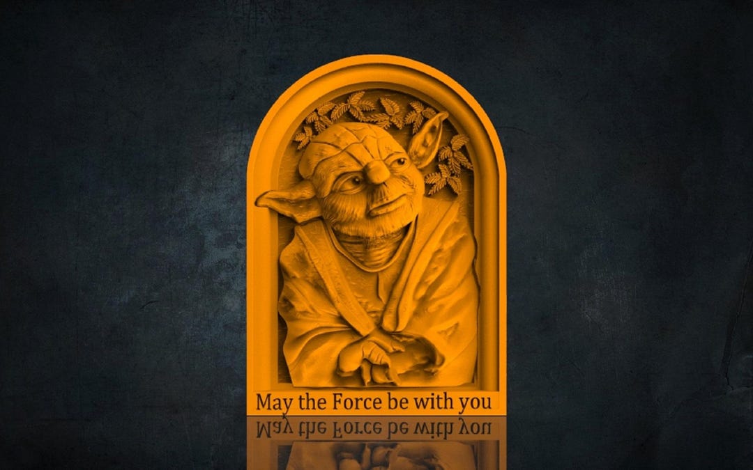Star Wars Yoda 3D STL Model for CNC Router, Artcam, Vetric, Engraver, Relief, Carving, Cut 3D ...
