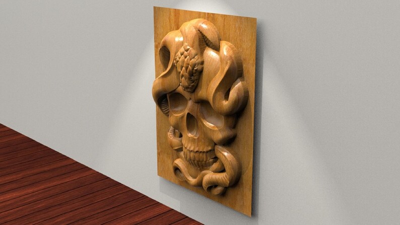 Skull and Snake 3D STL Model for CNC Router, Artcam, Vetric, Engraver ...