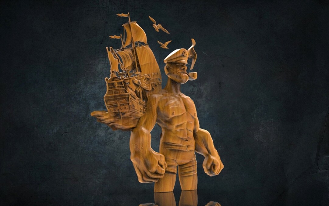 Pirate Captain Popeye 3D CNC Router Files, 3d Stl File, Vectric,aspire ...