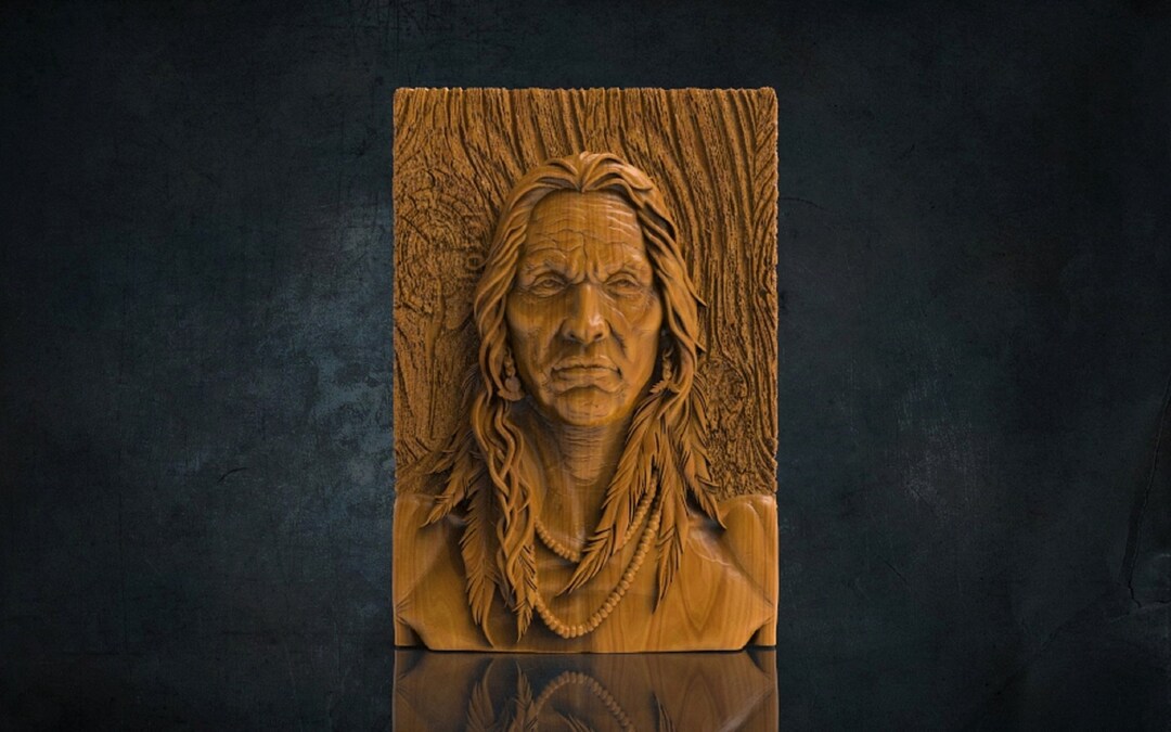 Old Native American Man 3D STL Model for CNC Router, Artcam, Vetric ...