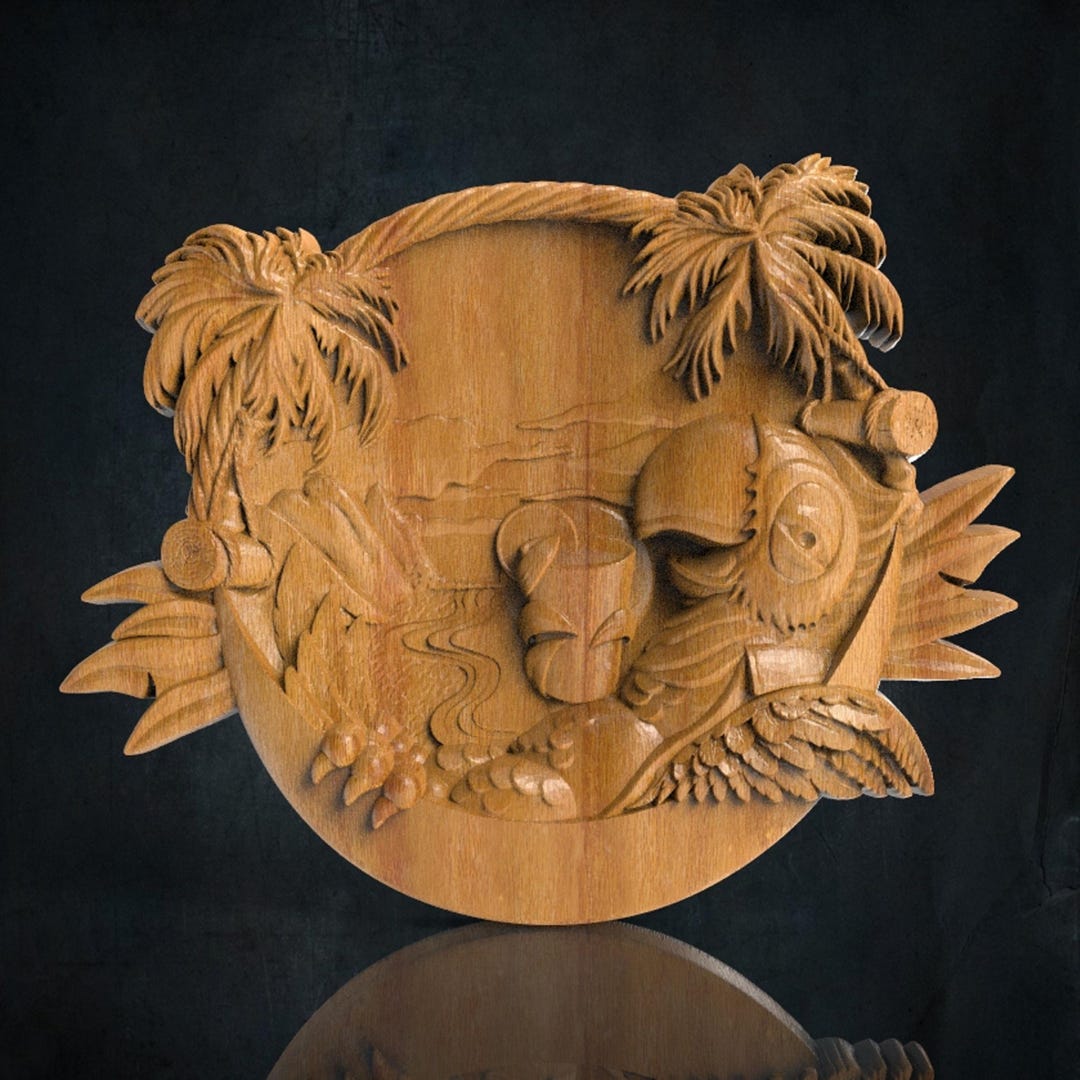 Parrot and Palms 3D CNC Router Files, 3d Stl File, Vectric,aspire,easel ...