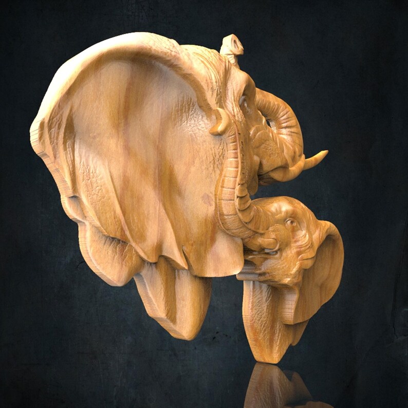 Elephant Family Cnc STL Files for CNC Router, Animals Bas Relief Artcam ...