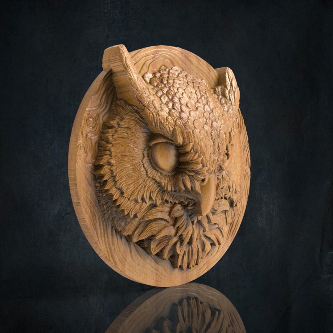 Owl Head 3D CNC Router Files, 3d Stl File, Vectric,aspire,easel, Cnc ...
