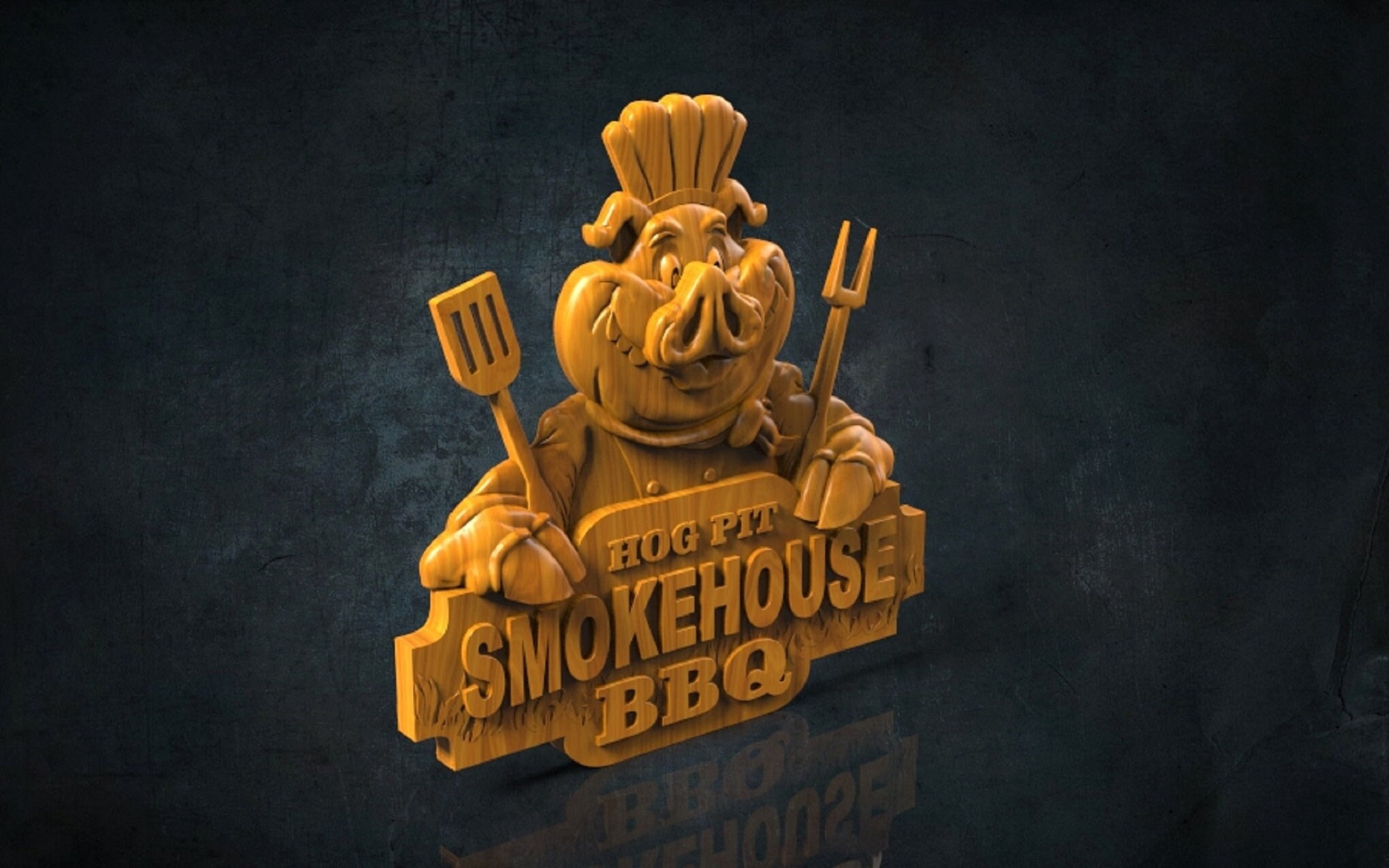 Smoke House BBQ Shop 3D STL Model for CNC Router, Artcam, Vetric ...