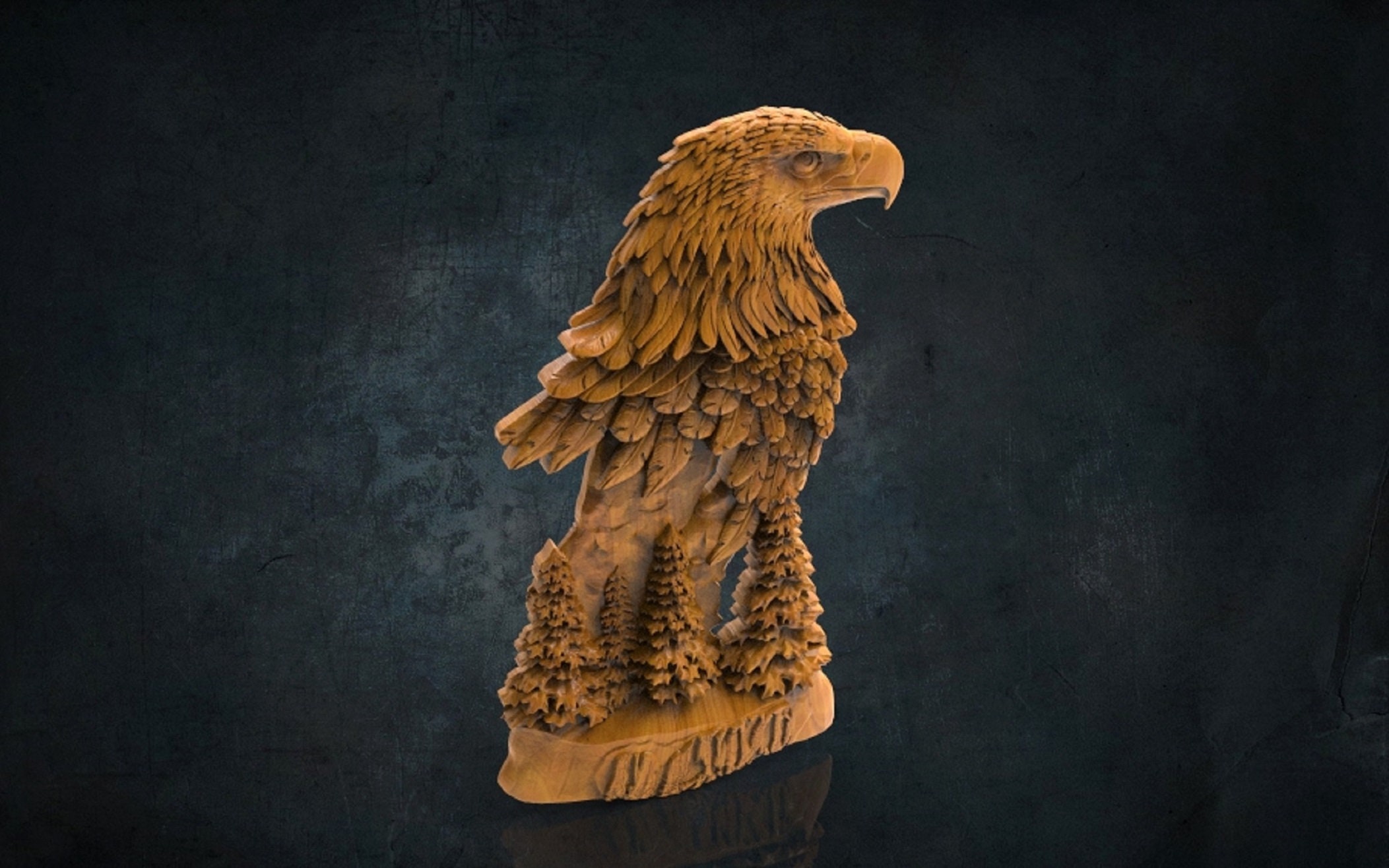 Eagle and Tree 3D STL Model for CNC Router, Artcam, Vetric, Engraver ...