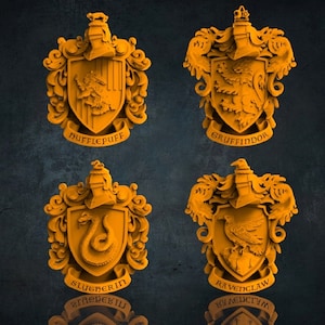 Gryffindor Hufflepuff Ravenclaw Slytherin STL Model for CNC Router ...
