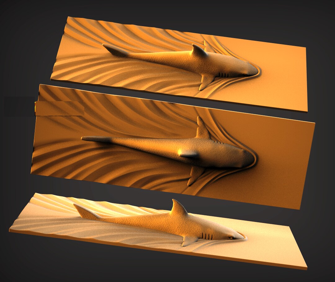 Swimming Shark 3D CNC Router Files, 3d Stl File, Vectric,aspire,easel ...