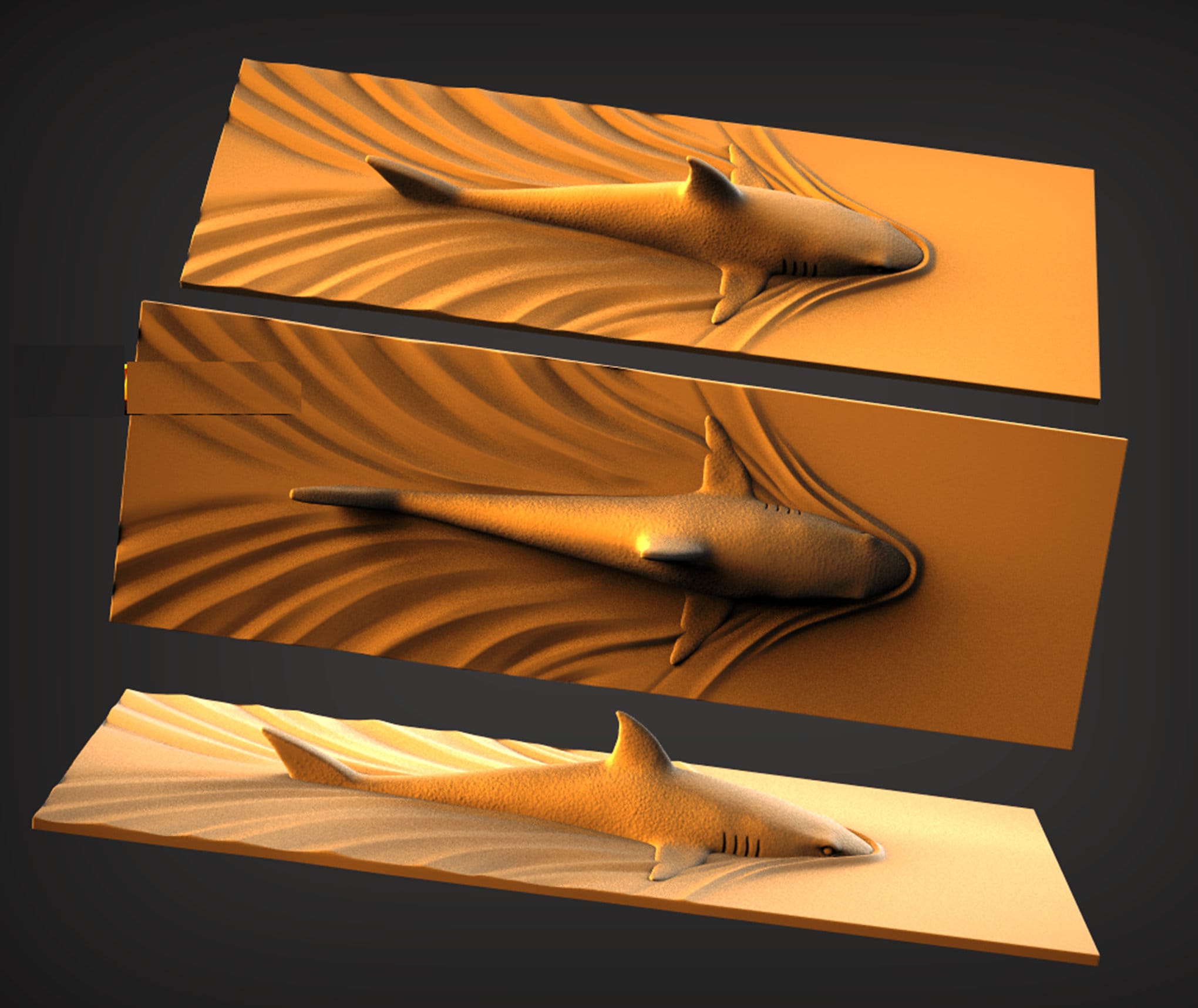 Swimming Shark 3D CNC Router Files, 3d Stl File, Vectric,aspire,easel ...