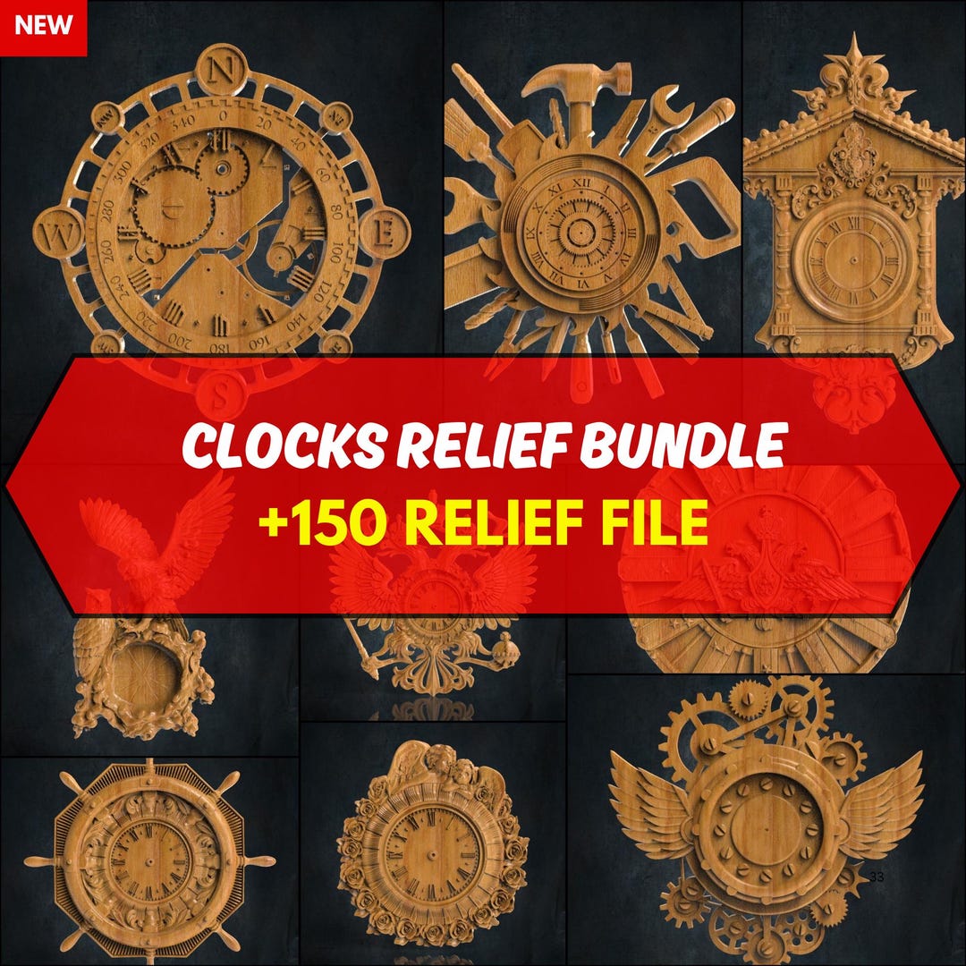 150+ Variety Relief Pack of CNC Router STL Models, Clocks and Wall Art ...