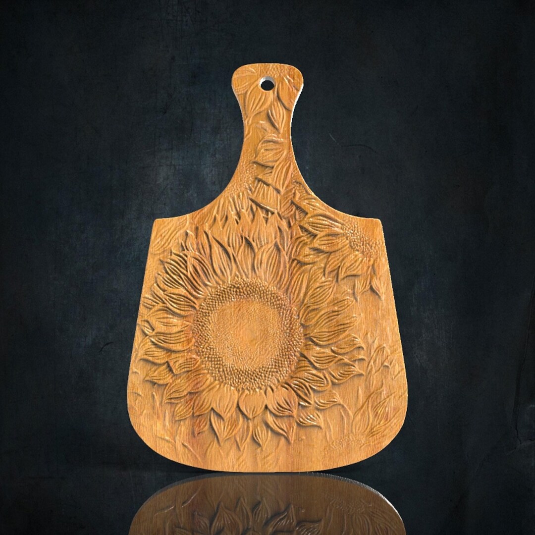 3D Sunflower Cutting Board STL Model for CNC Router, Artcam, Vetric ...