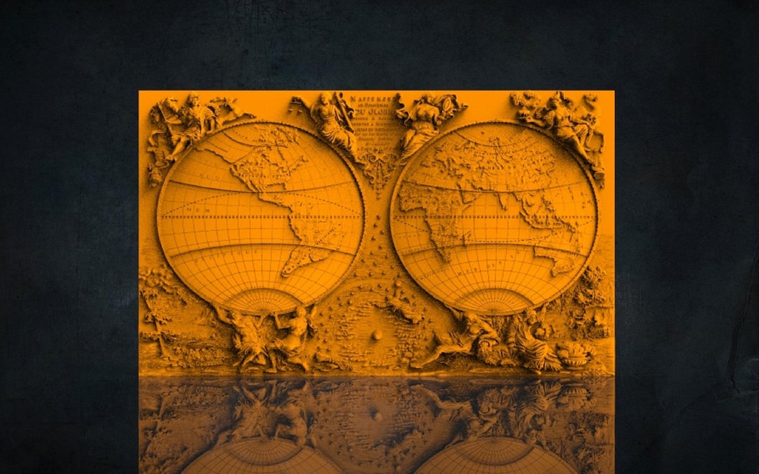 World Map 3D STL Model for CNC Router, Artcam, Vetric, Engraver, Relief ...