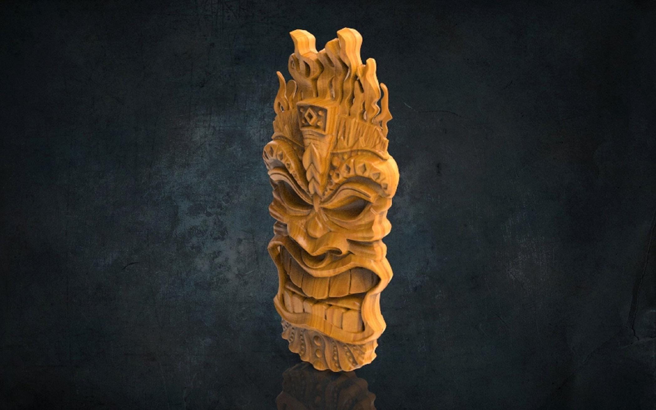 Tiki Mask Totem 3D STL Model for CNC Router, Artcam, Vetric, Engraver ...