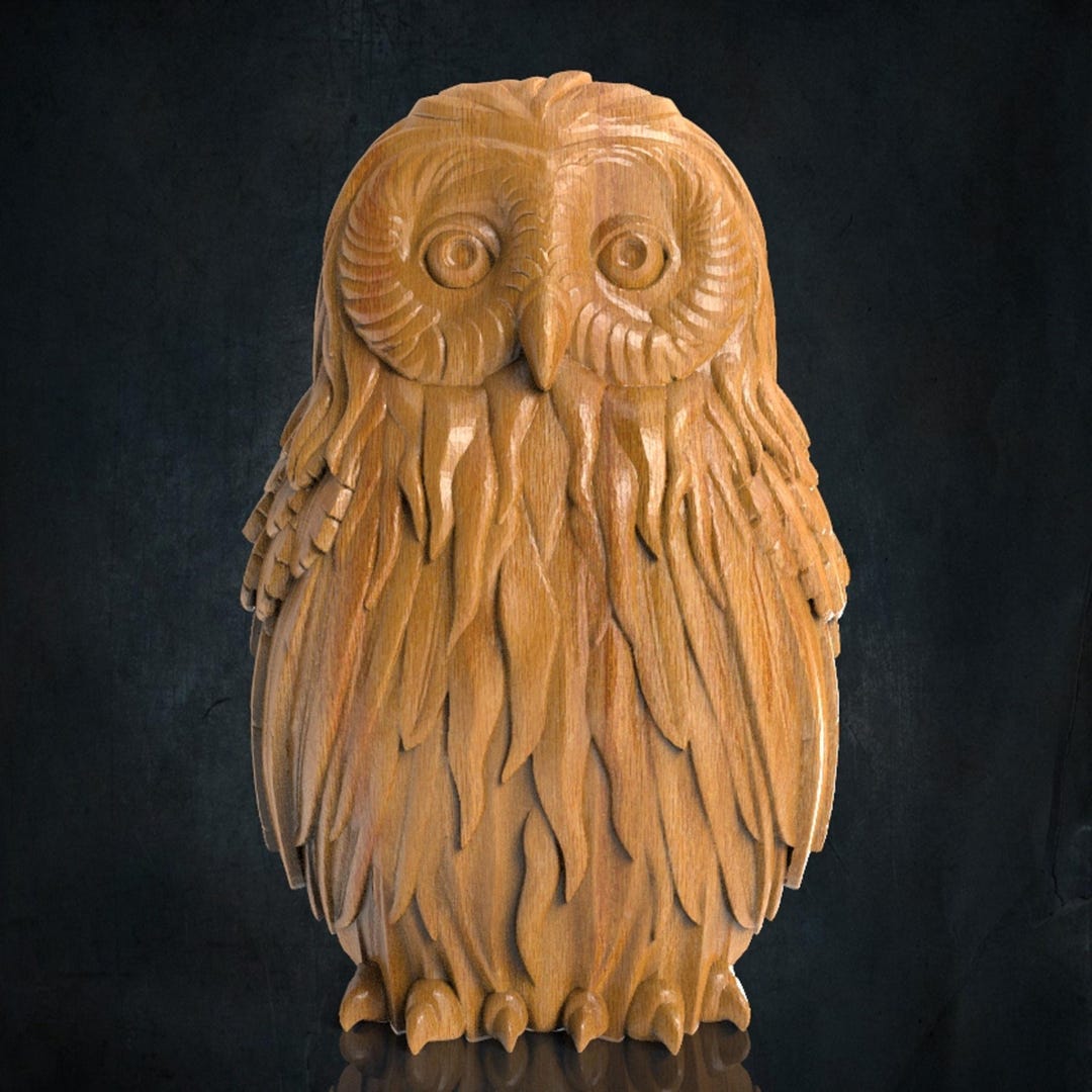 Owl 3d Cnc Router Files 3d Stl File Cnc Relief Vectric Aspire