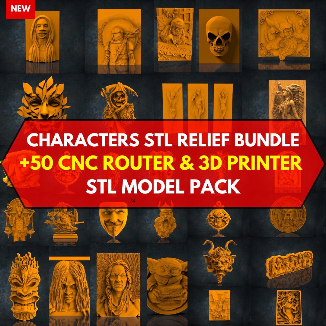 Characters Relief Files Mega Bundle, +50 Pcs Wall Decor, Stl File for ...