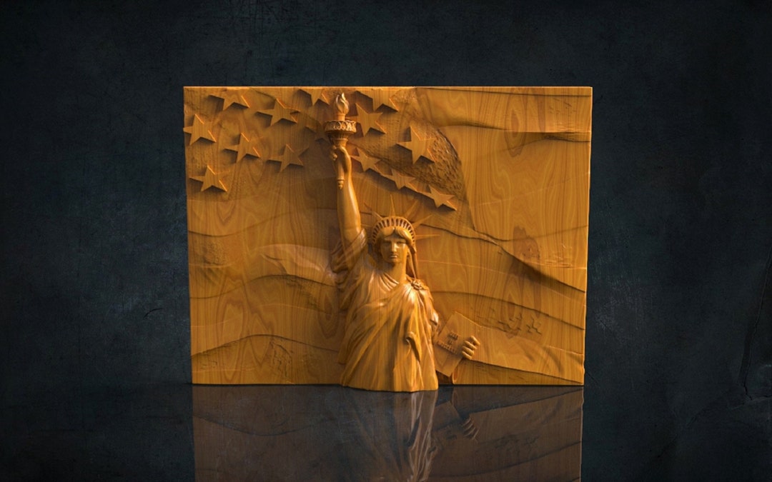 American Flag and Statue of Liberty 3D STL Model for CNC Router, Artcam ...