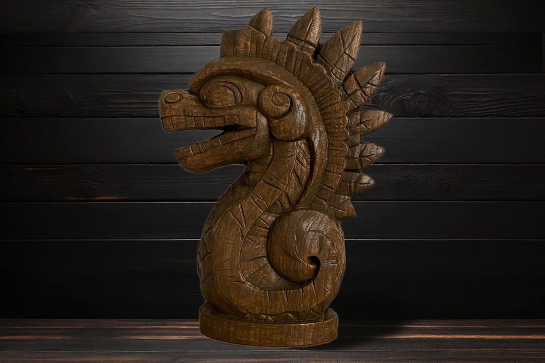 Quetzalcoatl Dragon Wood Statue Kukulkan Aztec Quetzalcoatl Statue ...