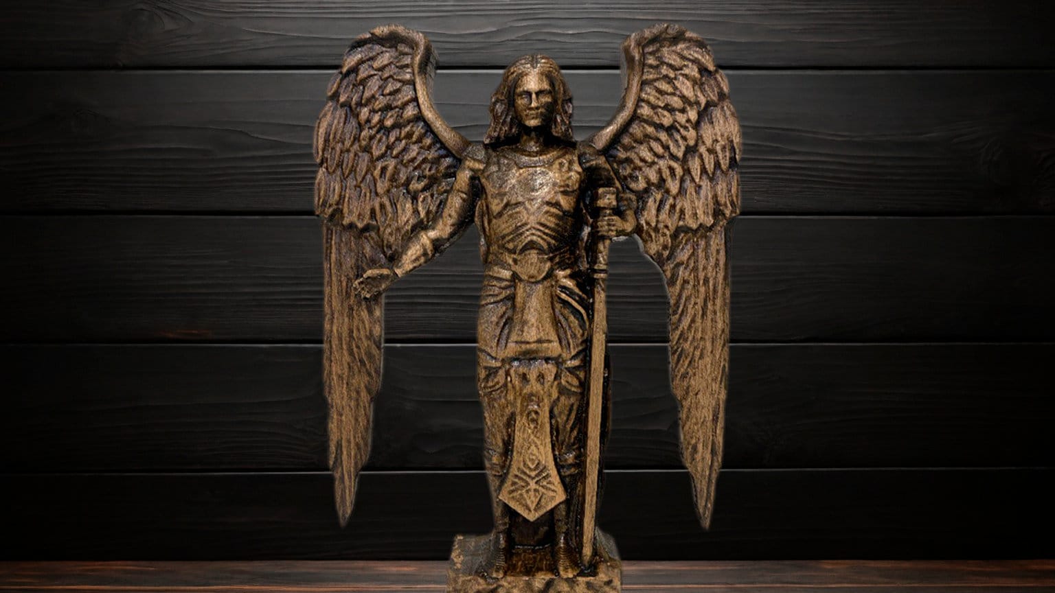 Archangel Raphael Wood Statue Hand Made Statement Piece for Home Decor ...