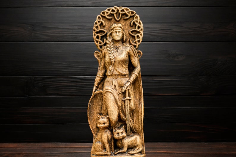 Freya Norse Altar Freya God Viking God Wooden Carved Statue Freya Pagan ...
