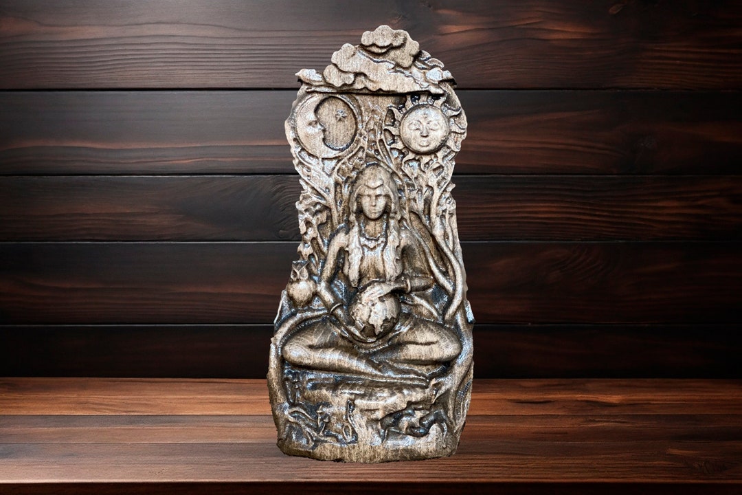 Goddess Gaia Wooden Statue Divine Feminine Goddess Figurine Earth ...