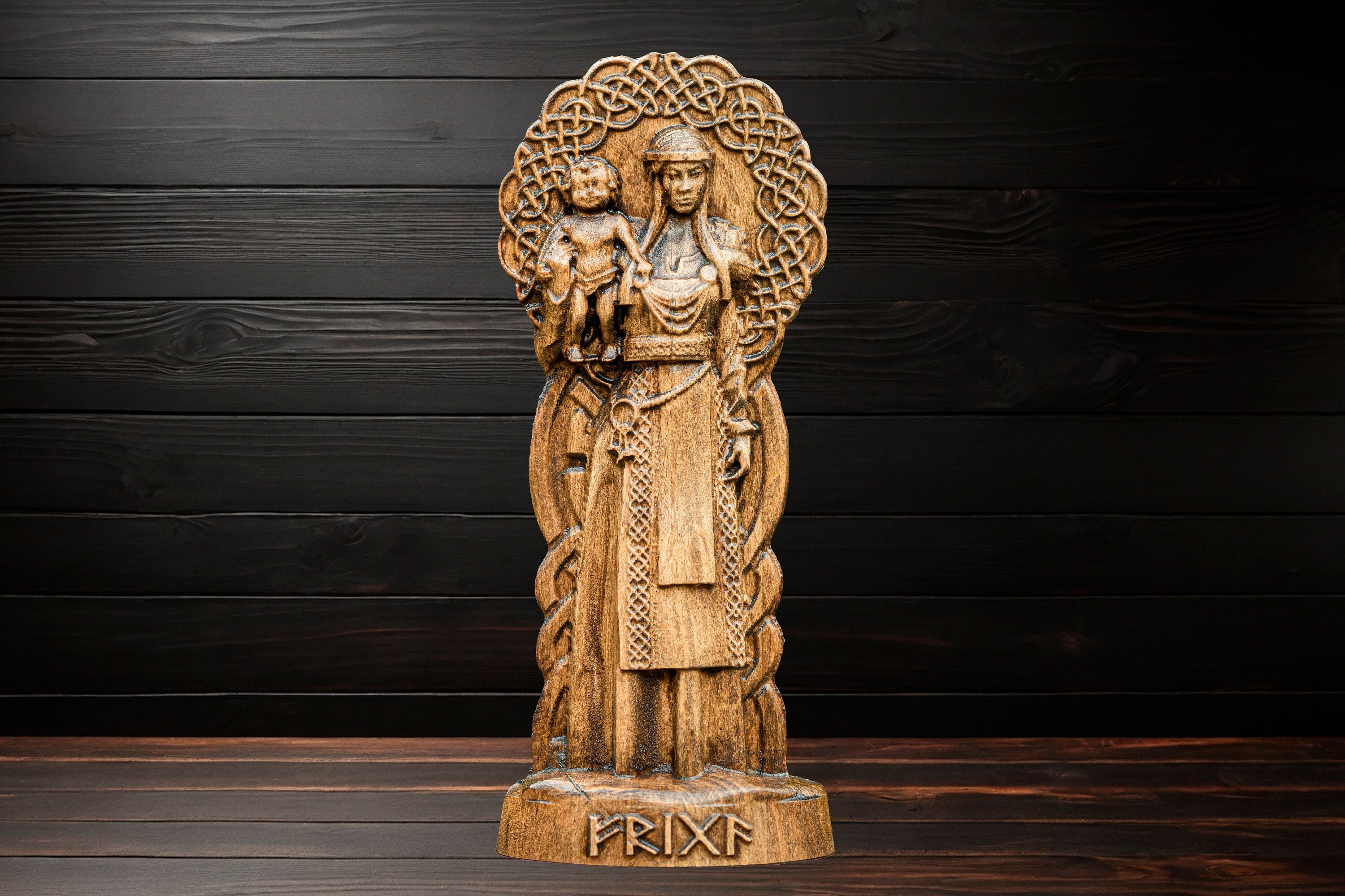 Frigg Friga Frigga Statue Norse Gods Wood Carving Altar Heathen Asatru ...