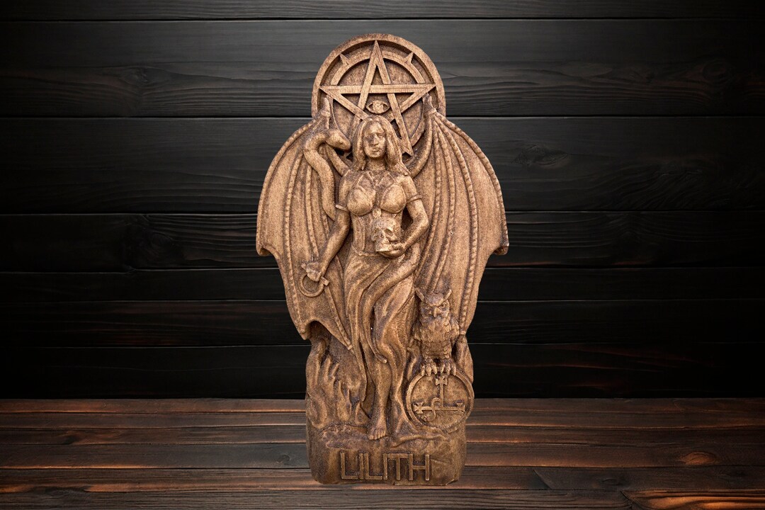 Lilith Ishtar Inanna Wood Carved Astaroth Statueluna Occult Statue ...