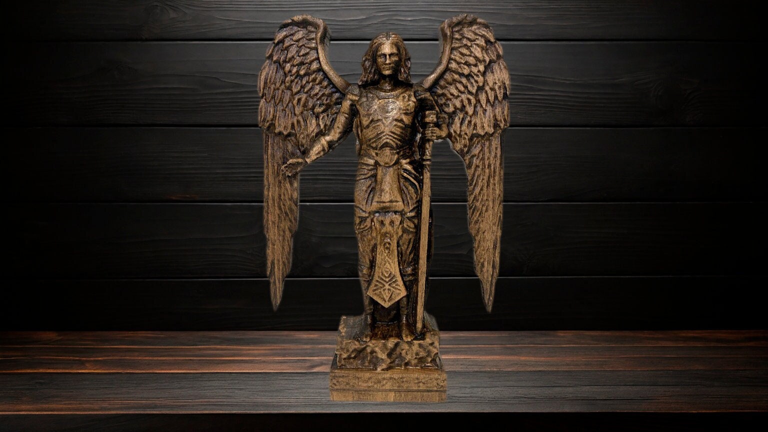 Archangel Raphael Wood Statue Hand Made Statement Piece for Home Decor ...