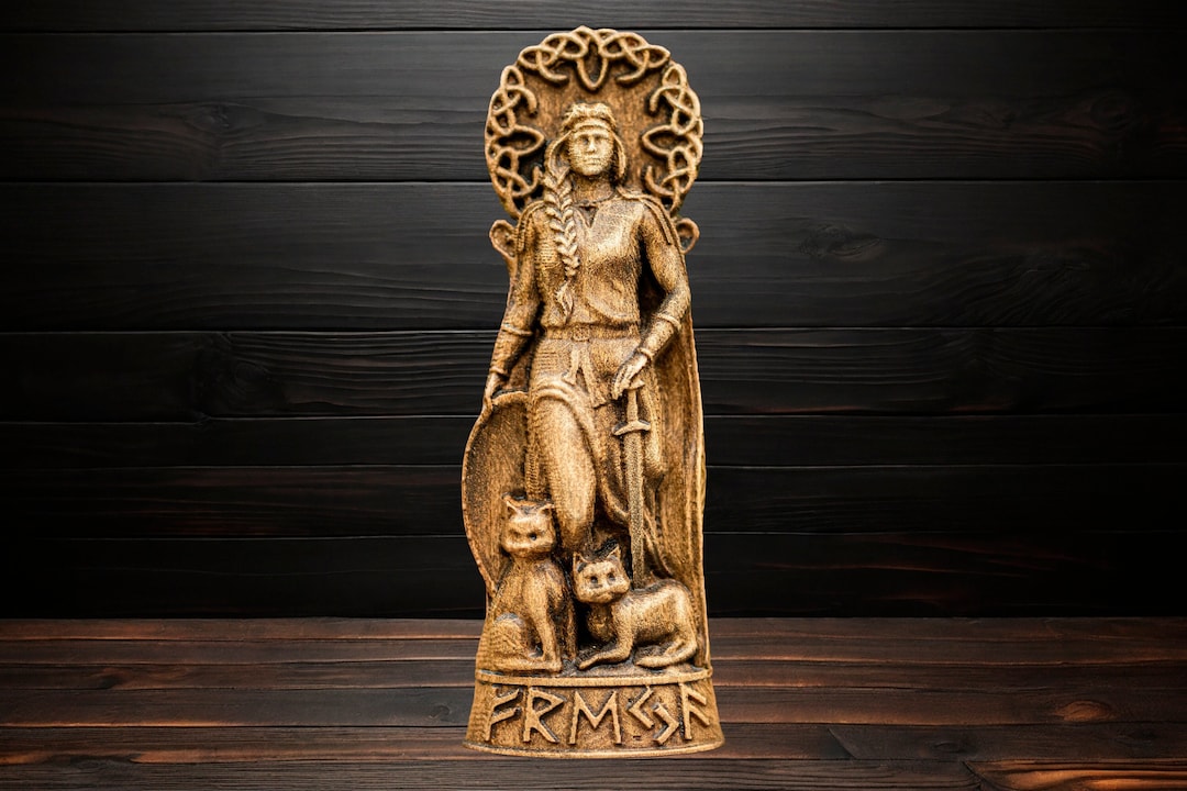 Freya Norse Altar Freya God Viking God Wooden Carved Statue Freya Pagan ...