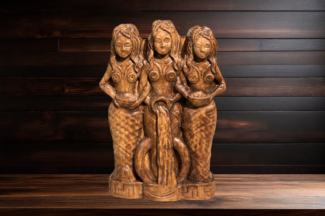 Norns Statue Norse Pagan Gods Hand Carved Wood Statue Goddess Statue ...