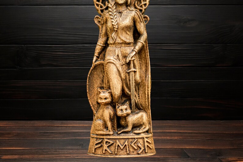 Freya Norse Altar Freya God Viking God Wooden Carved Statue Freya Pagan ...
