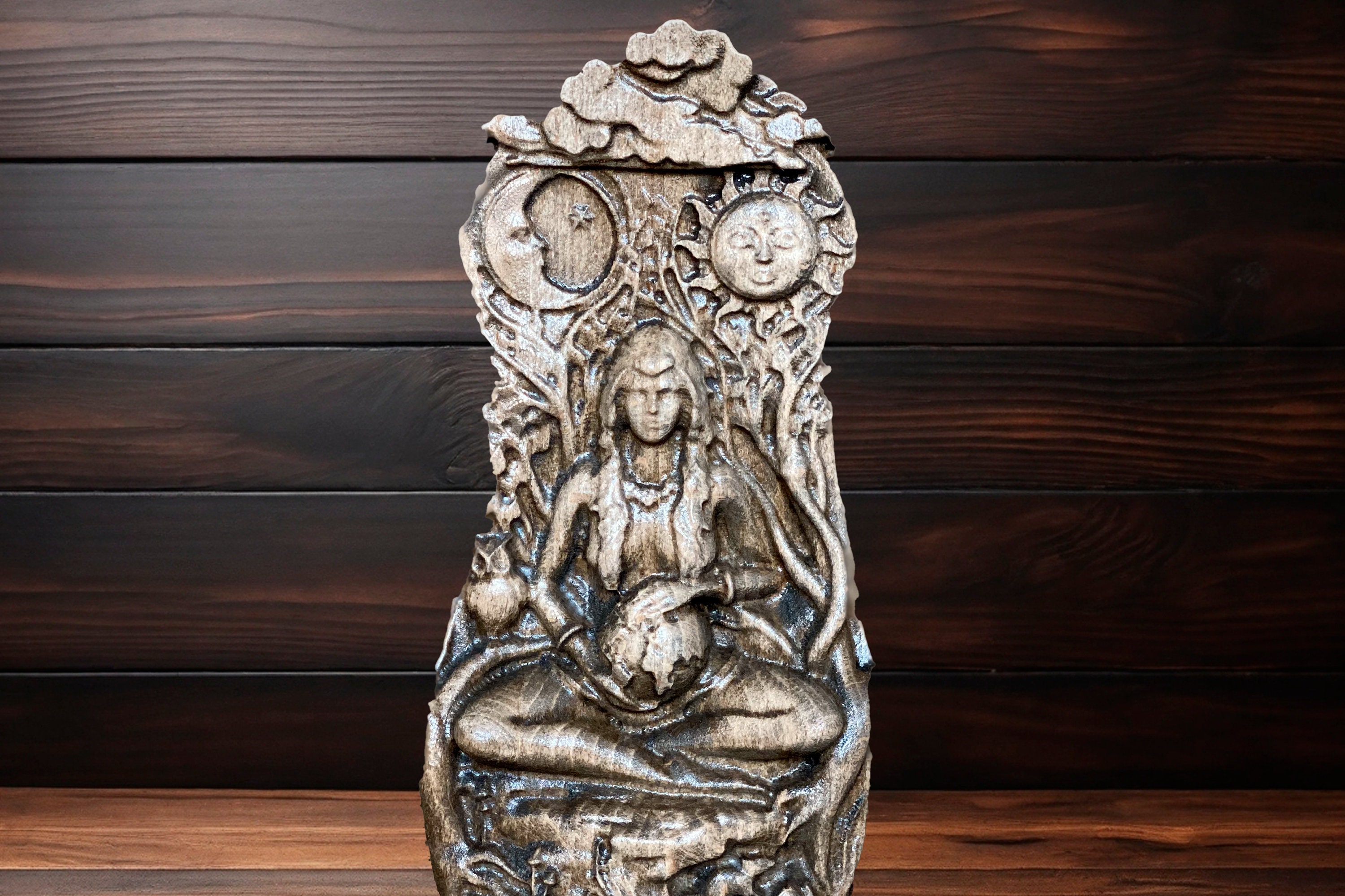 Goddess Gaia Wooden Statue Divine Feminine Goddess Figurine Earth ...