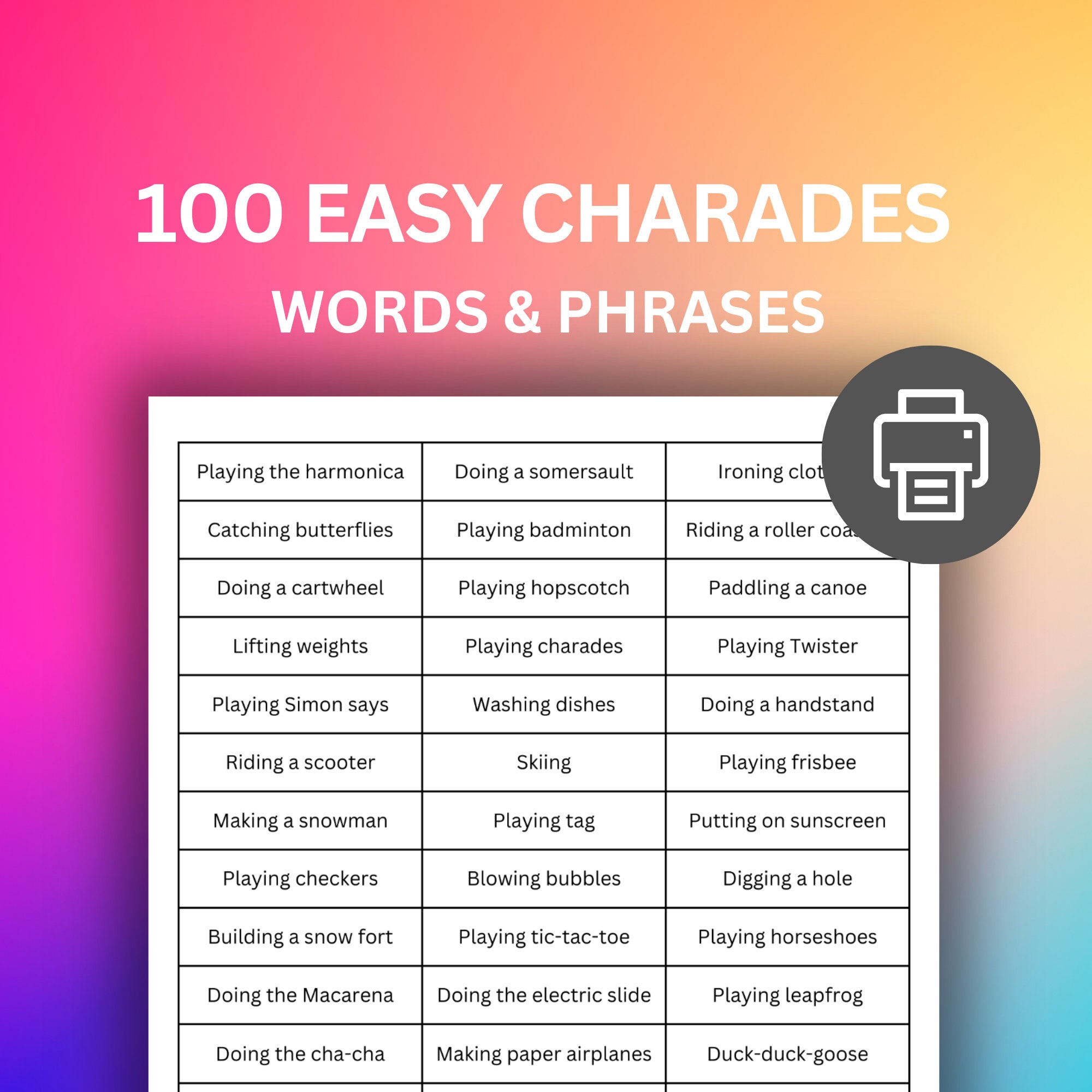 Charades Words Easter Charades Fun Printable Game For Kids Charades Words Easter Charades Fun Printable Game For Kids