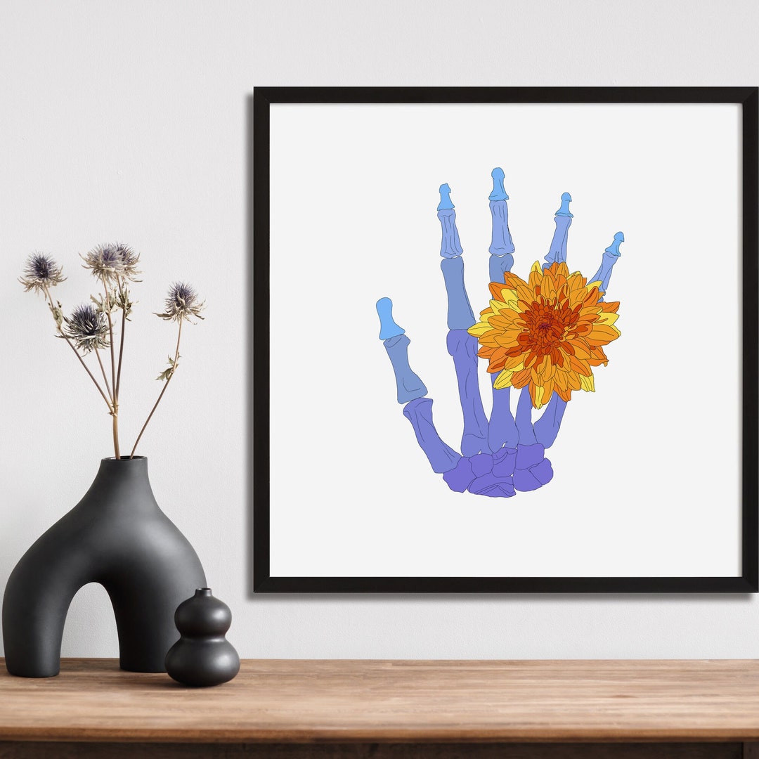 Make and Create, Hand Anatomy With Chrysanthemum, Anatomical Print ...
