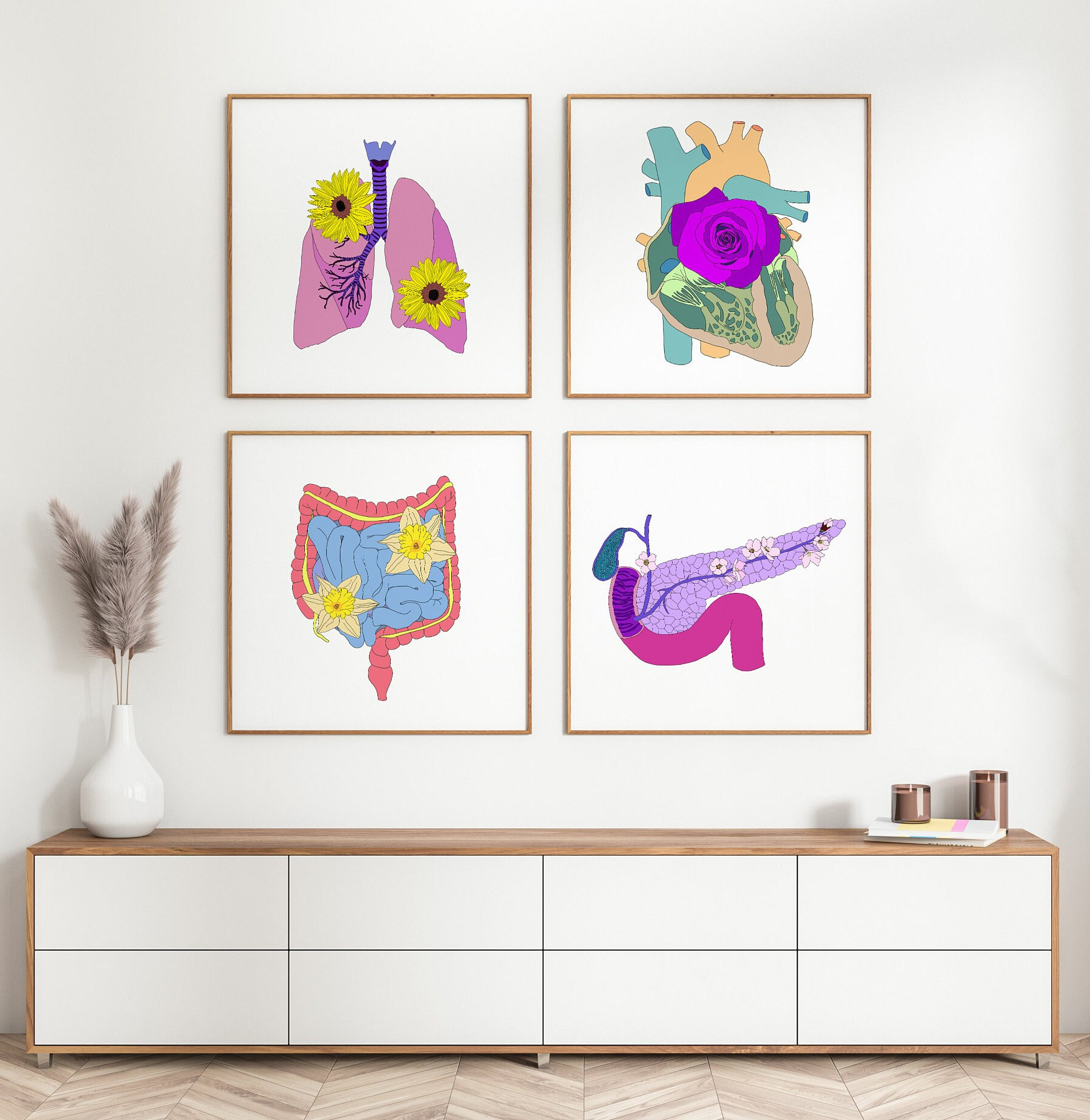It Takes Guts, Intestine Anatomy With Daffodils, Anatomical Print ...