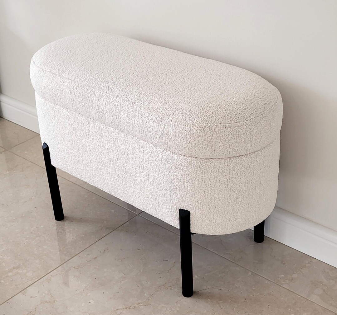 Oval Bench Pouffe With Storage BOUCLE - Etsy