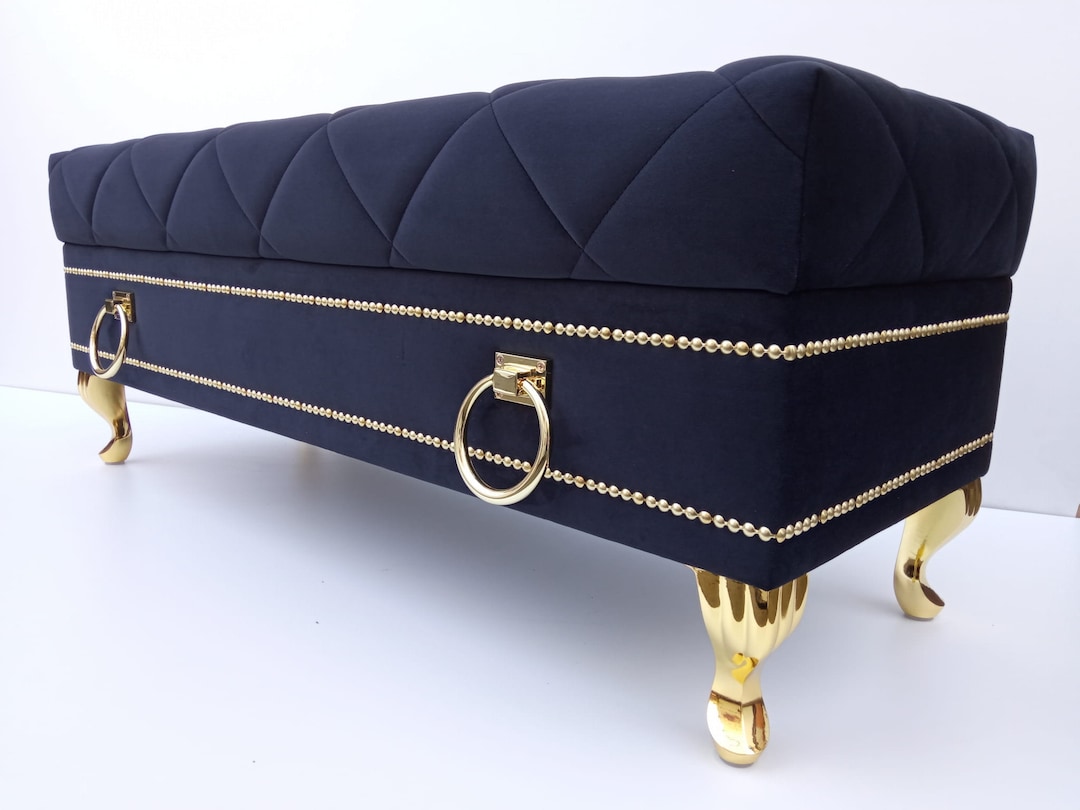 Caro Glamor Bench Pouffe Hall Bench HANDMADE Bench With Storage ...
