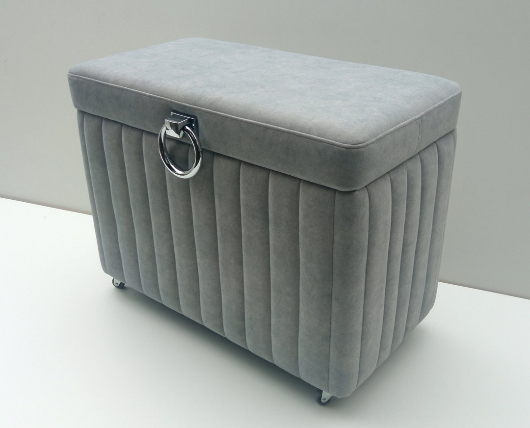 Gray Storage Trunk Laundry Basket Upholstered Trunk and Storage Box - Etsy