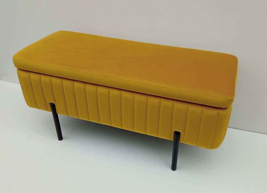 Bench Pouf With Storage Upholstered Furniture Handmade Pouf Hallway ...