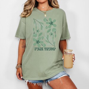 Floral Subtle F*CK Trump Graphic Tee: Anti-trump Political Statement ...