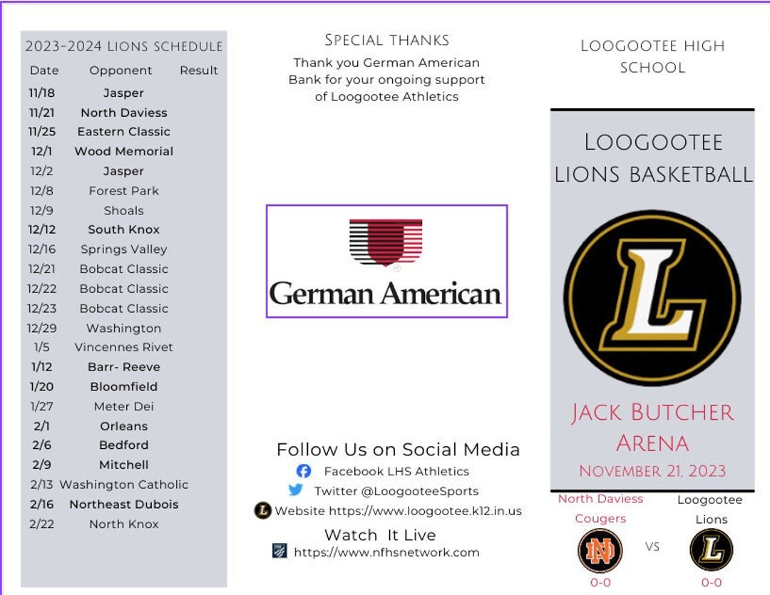 High School Sports Program Template - Etsy