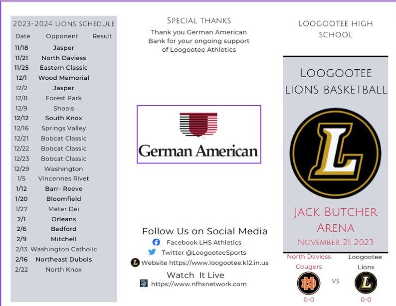 High School Sports Program Template - Etsy