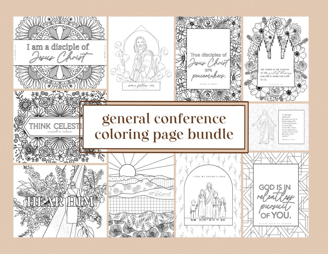 General Conference Coloring Page Bundle | Mutual/young Women's/sunday ...