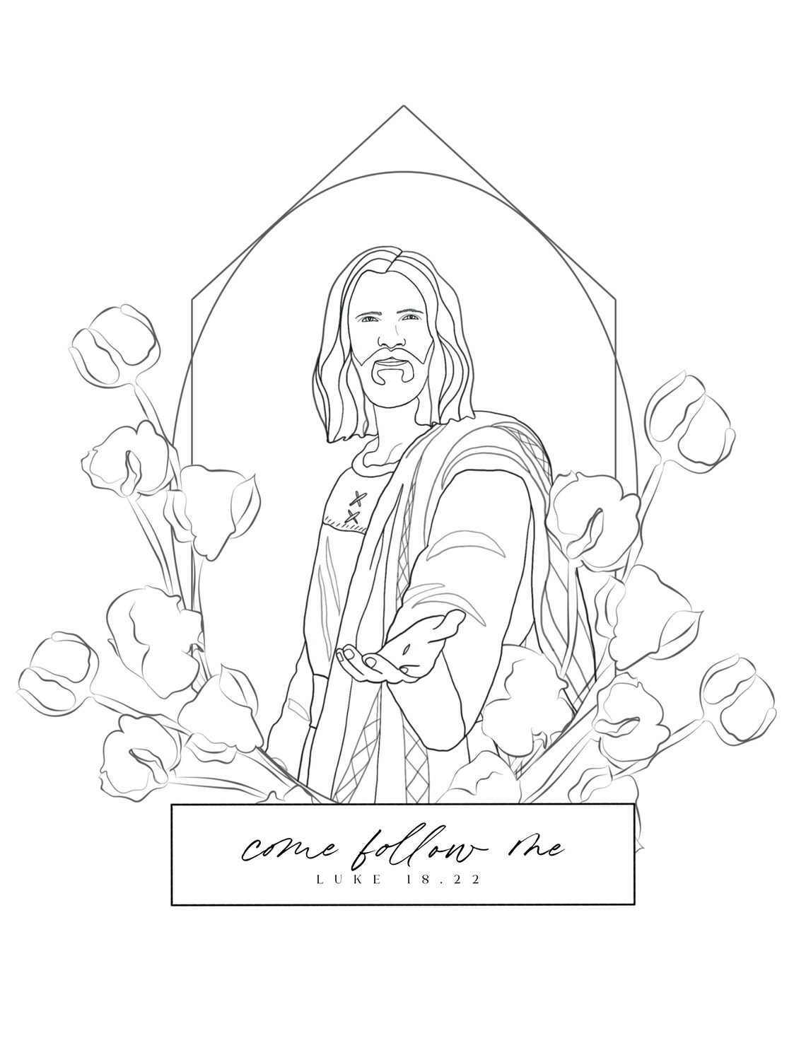 Come Follow Me Coloring Page Jesus Christ Coloring Page Missionary Gift ...