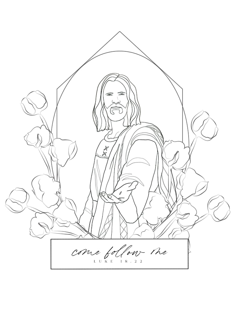 Come Follow Me Coloring Page Jesus Christ Coloring Page Missionary Gift ...