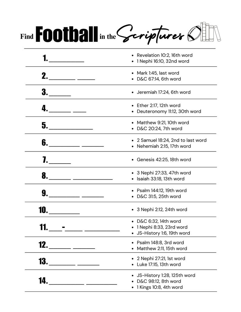 Super Bowl Scripture Scavenger Hunt | LDS Activity (digital Download ...